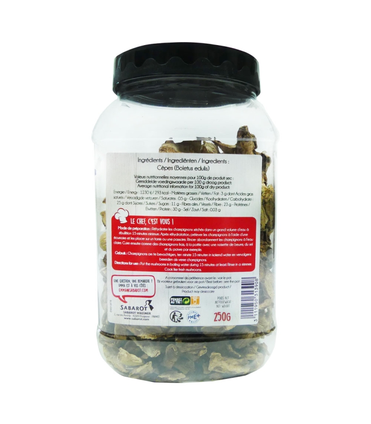 Cèpes extra séchés pot 250g - Champignons secs - Cèpes - Sabarot