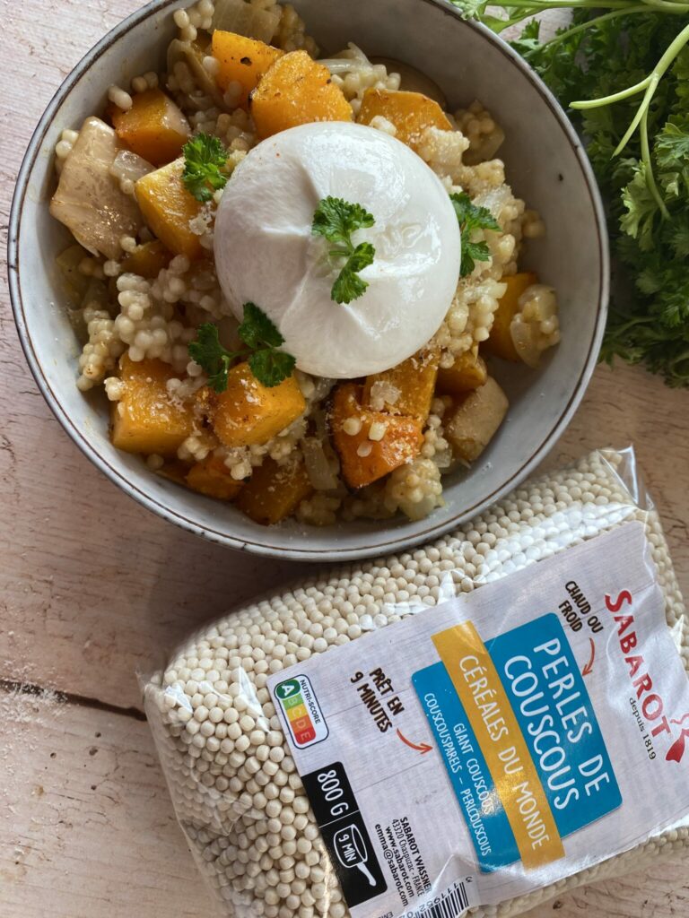 Perles de couscous, butternut et burrata - Sabarot - Des produits bons ...