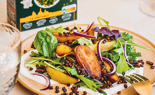 Dry vegetables: Puy green lens, beans and peas.